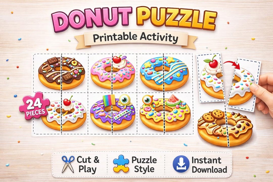 Printable Donut Puzzle for Kids - Cut & Match Activity - Montessori ...