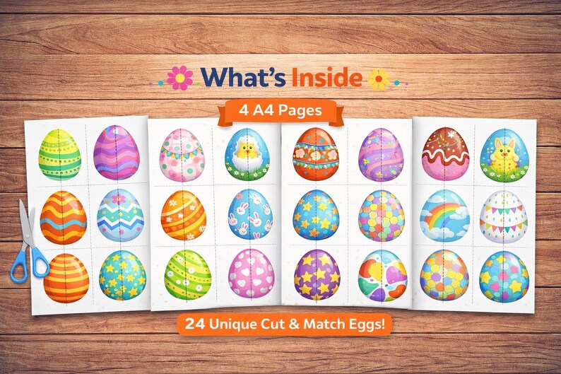 Easter Egg Puzzle Printable PDF - Cut and Match Activity for Kids - Etsy