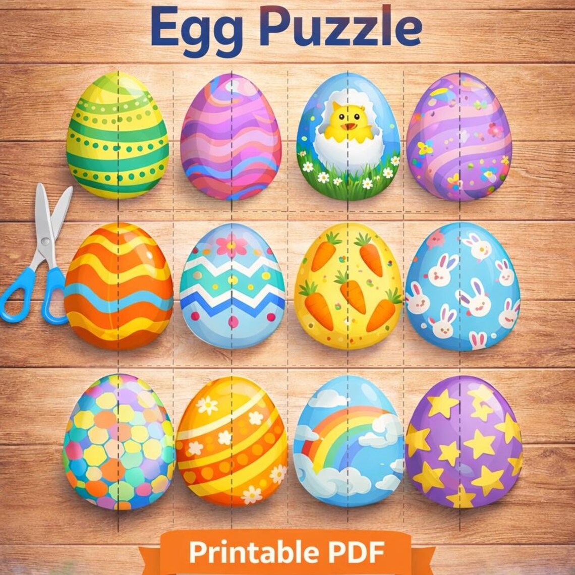 Easter Egg Puzzle Printable PDF - Cut and Match Activity for Kids - Etsy