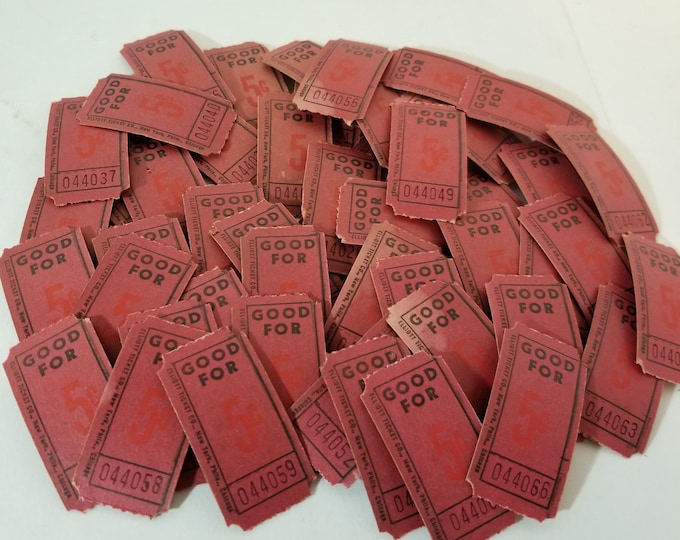 35 Vintage Red Tickets 5 Cent Carnival Amusements Vintage Paper Art ...