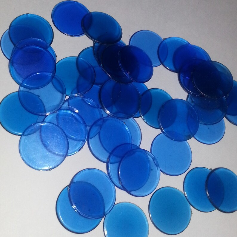 100 Blue Circle Game Tokens Playing Pieces Bingo Chips Altered - Etsy