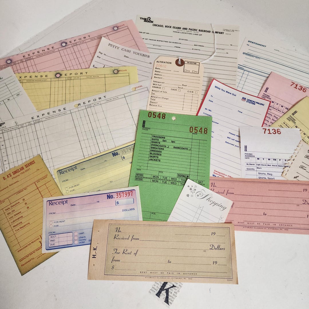 Sample Pack Vintage Forms 20 Blank Business Forms Score Sheets Receipts ...