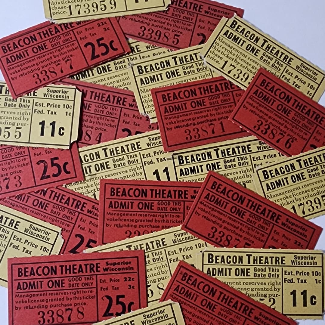 24 Beacon Theatre Tickets 1975 Movie Theater Tickets Superior Wisconsin ...