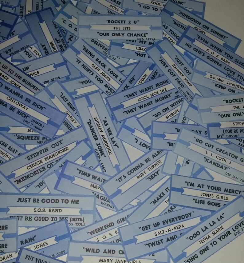 12 Blue Jukebox Song Title Strips 1980's Music Labels - Etsy