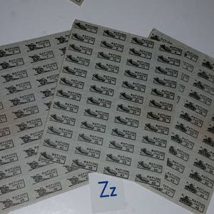 WWII Ration Stamps 3 Full Sheets of 48 Blue Image Page of Tanks Gatlin ...