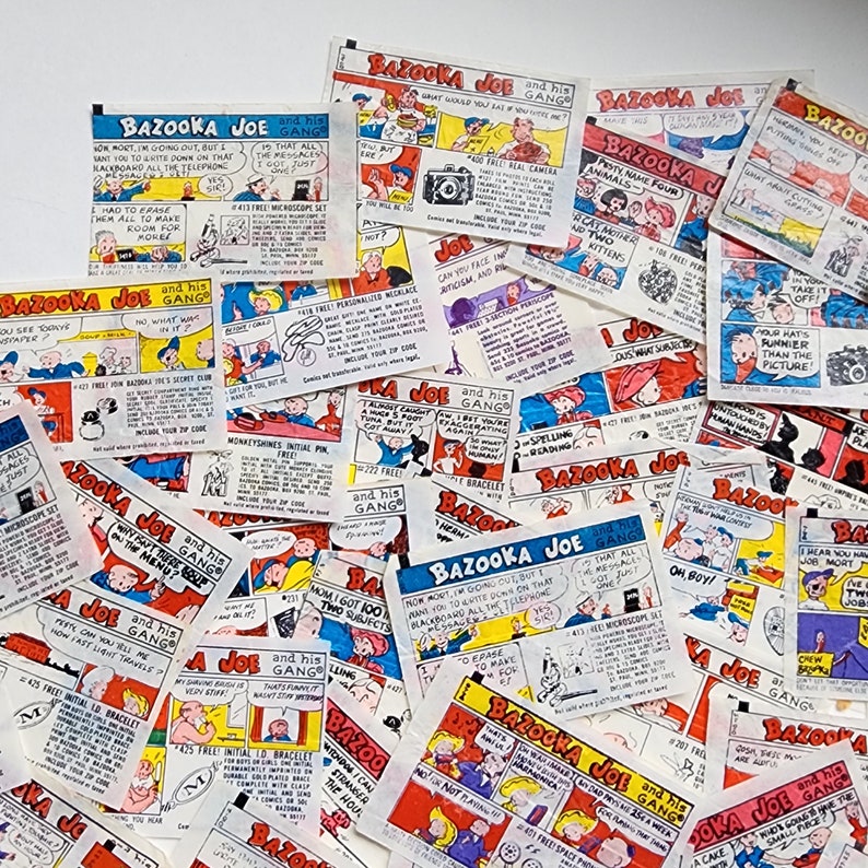 5 cómics de Bazooka Joe, dibujos animados de chicles de los años 60 ...