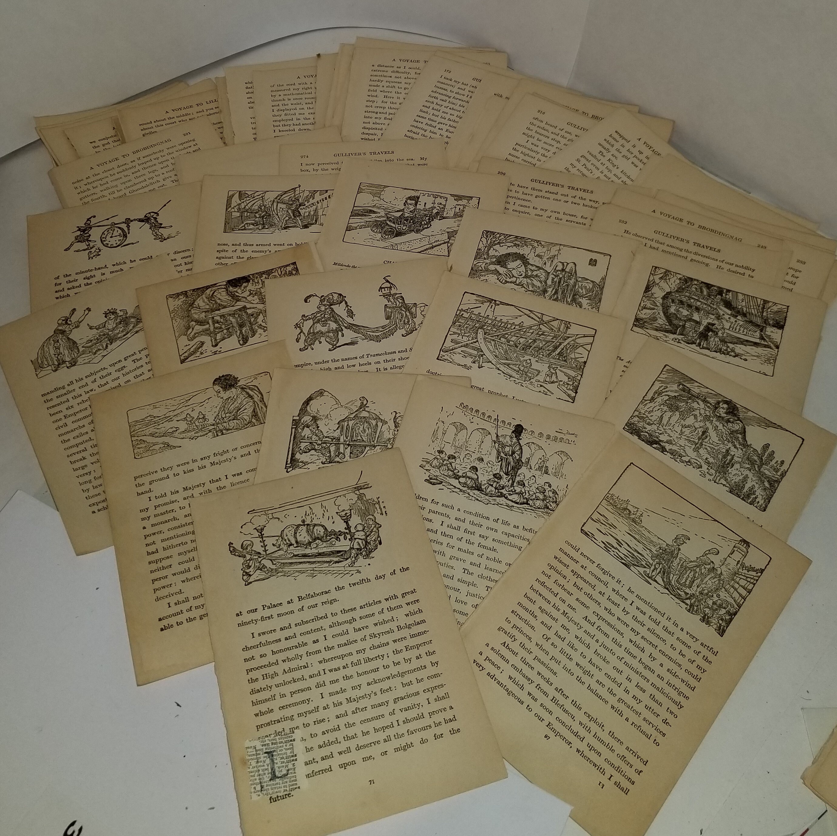 12 Vintage Book Pages Sepia Tone Text Illustrations | Etsy