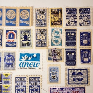 35 Blue Savings Stamps Mini Collection HTF Cinderella Stamps Trading ...