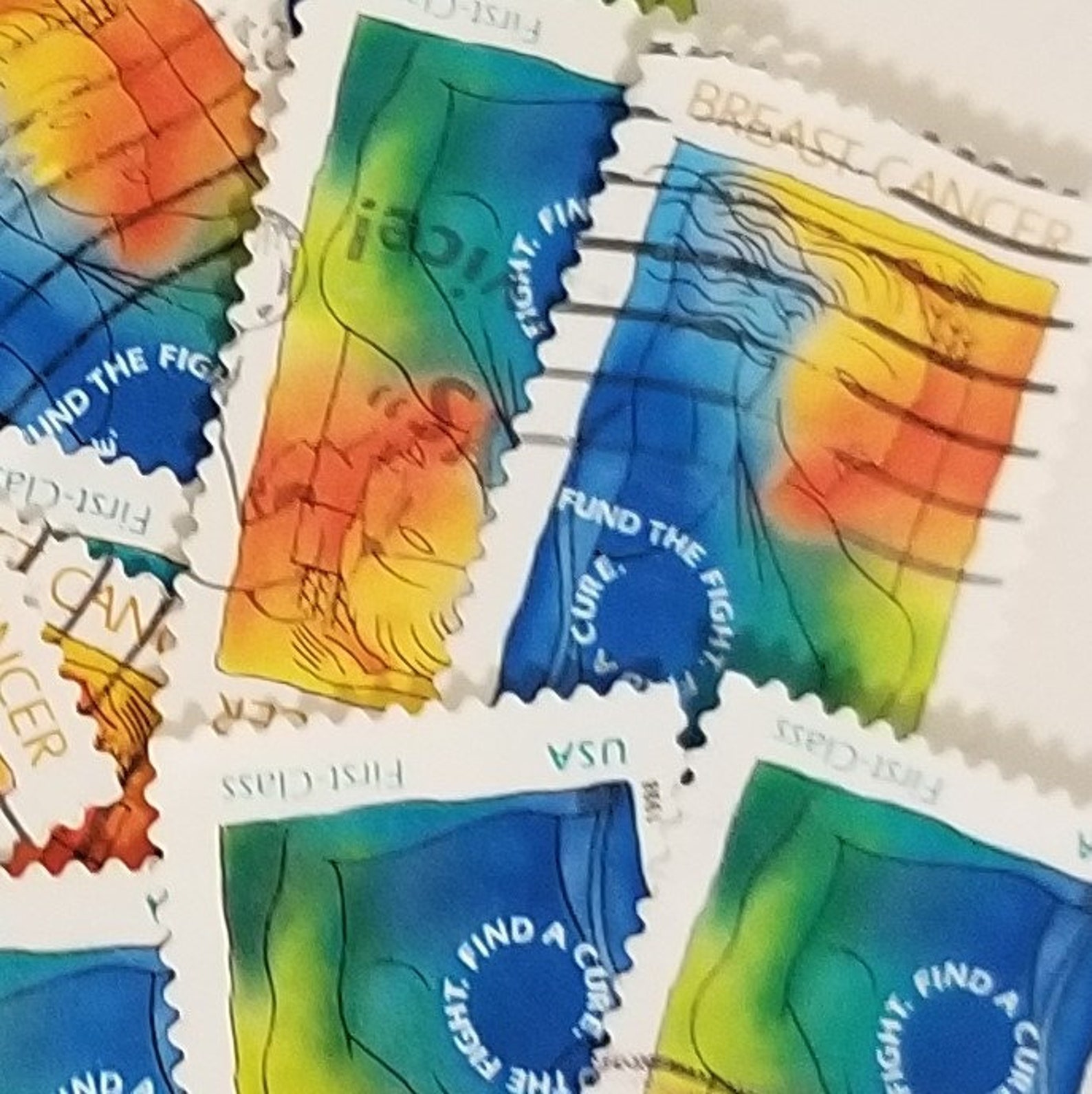 50 rainbow colors stamps US postage USA 29 cent blue gold used | Etsy