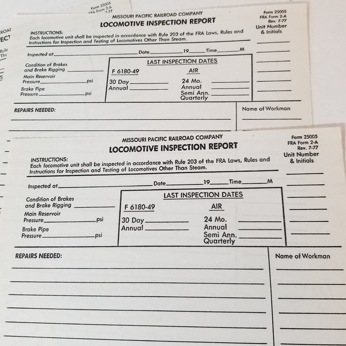 5 railroad locomotive inspection forms blank unused train - Etsy.de