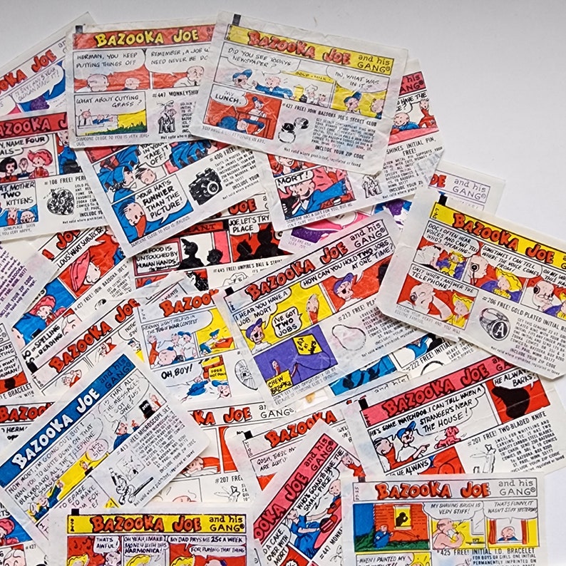 5 cómics de Bazooka Joe, dibujos animados de chicles de los años 60 ...