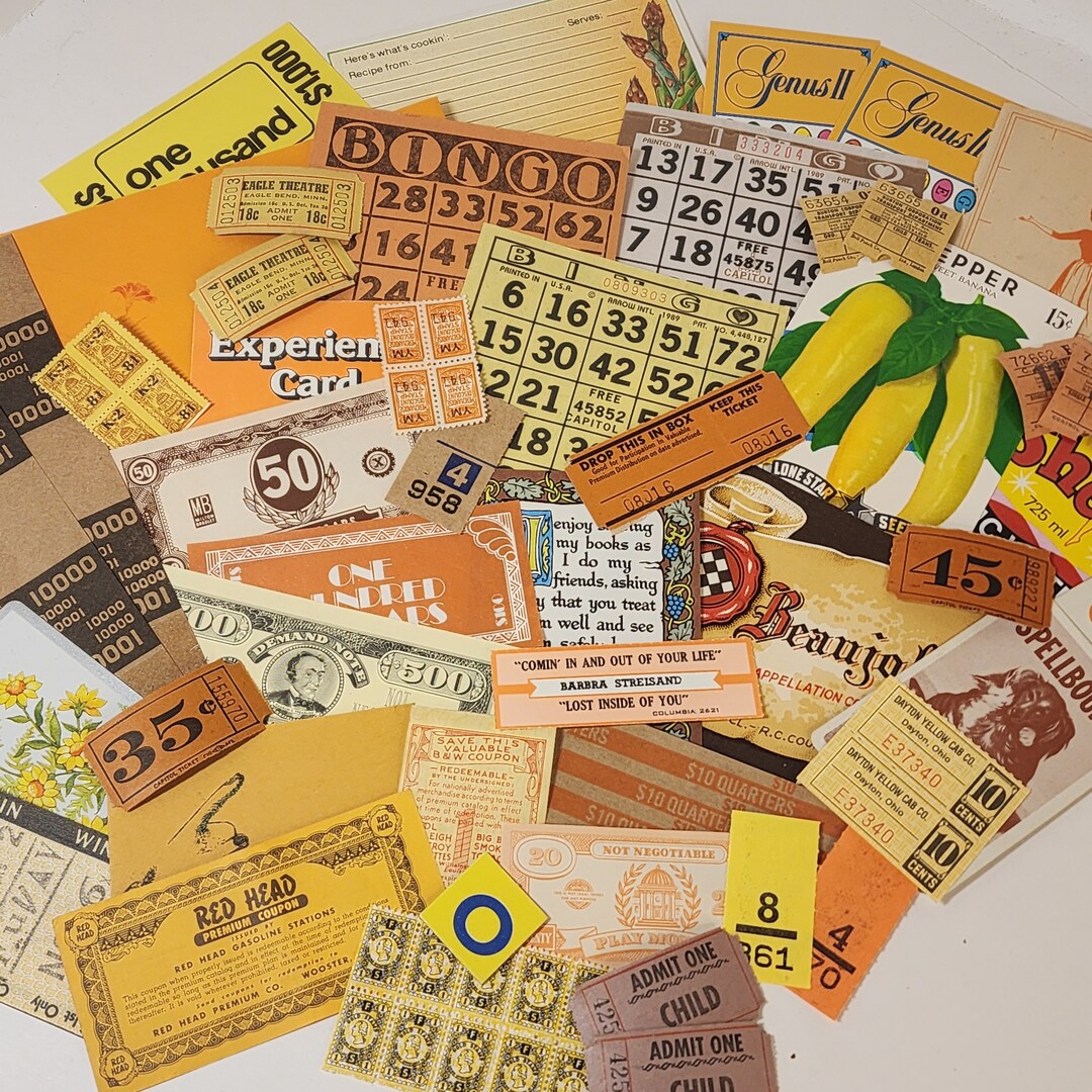 50 Pc Fall Color Ephemera Scrap Paper Pack Brown Yellow Orange Color Lot Vintage Paper Art ...