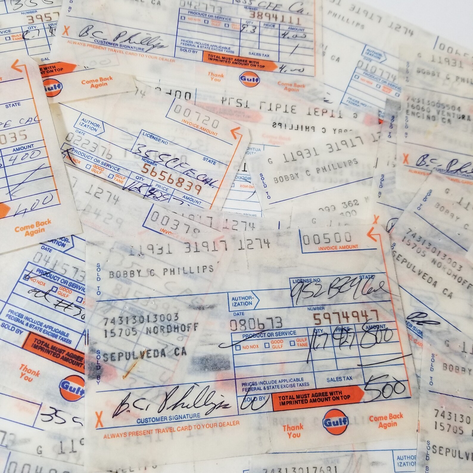 7 Vintage Charge Receipts 1970's Gulf Gas Service Station | Etsy
