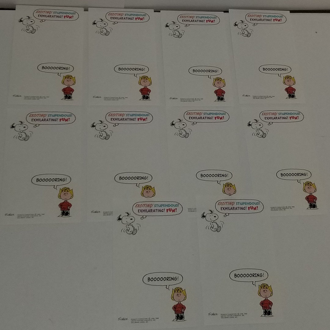 10 Peanuts Note Paper Pages With Snoopy and Sally 1960's Comics Vintage ...