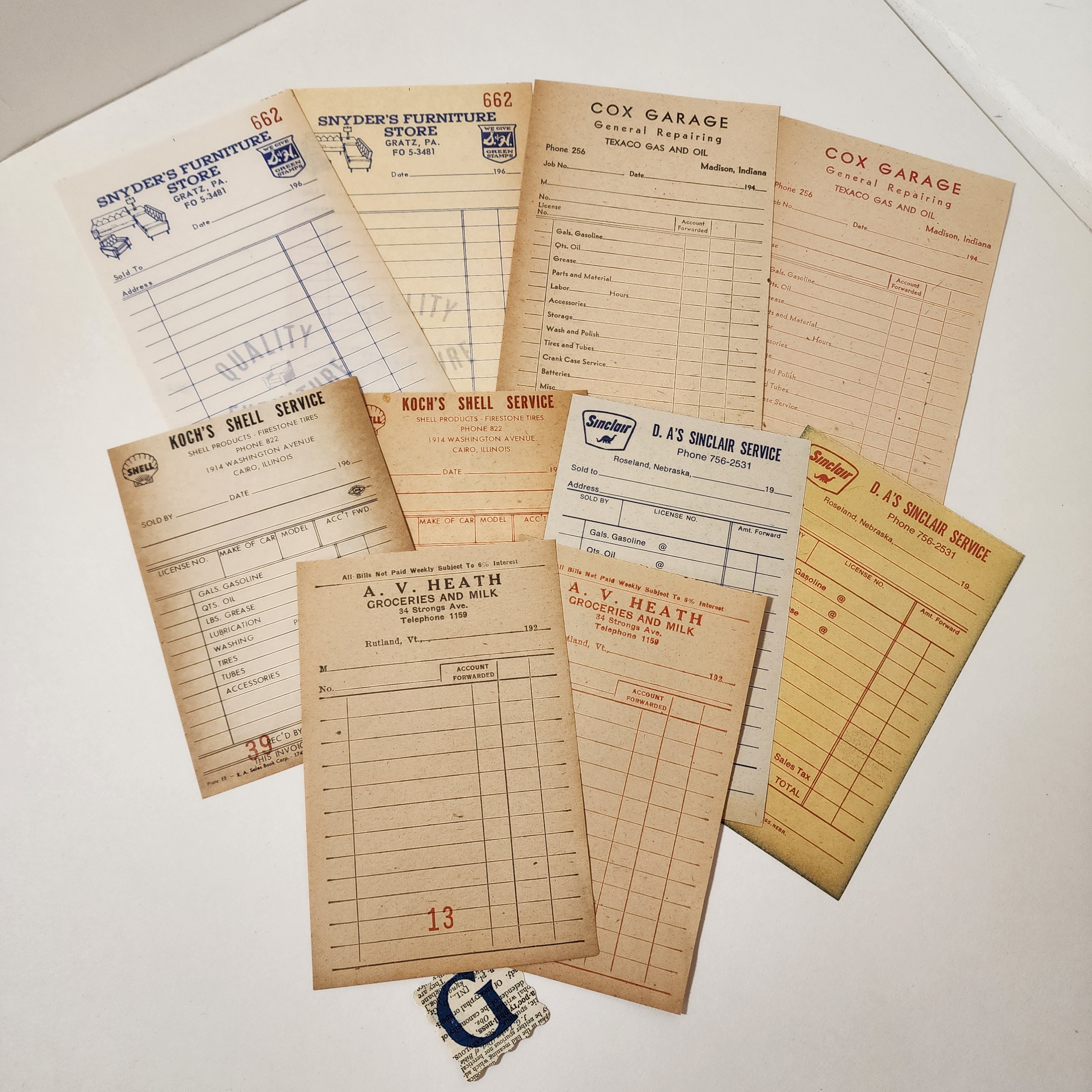 10 Pages Blank Order Sheets 5 Different With Receipts Unused 1920 ...