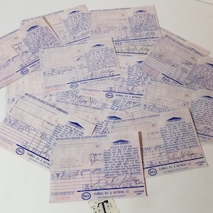 7 Vintage Charge Receipts 1970's Enco Gas Service Station White Blue ...