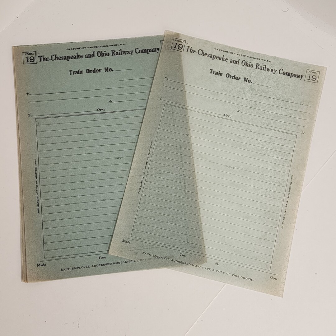 5 Railroad Shipping Order Form Receipts Aqua Color Tissue Paper Pages ...