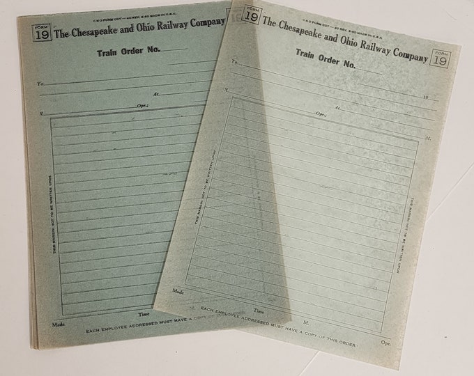 5 Railroad Shipping Order Form Receipts Aqua Color Tissue Paper Pages ...