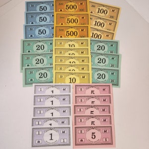 30 Piece Monopoly Game Money Vintage Monopoly Deluxe Parts Paper Money ...
