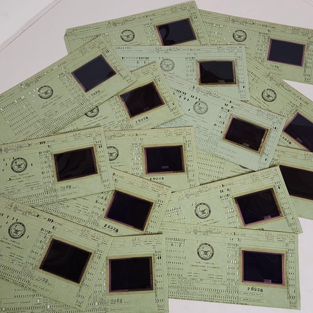 8 Computer Data Cards Green Computer Punch Cards 1960s Microfiche ...