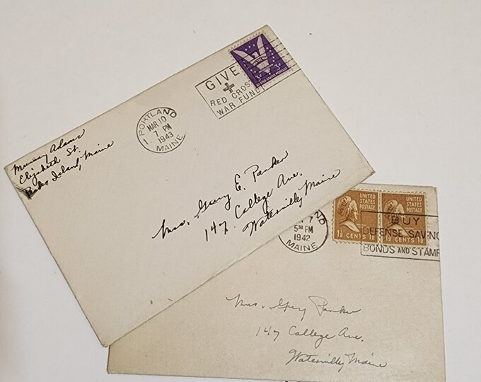 2 1940s Letters 4 Handwritten Pages in Cursive With Envelopes Postage ...