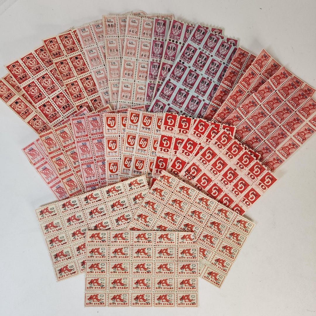 Choice! 75 Red Savings Stamps 3 Sheets of GO Ace CD HW Tremont Quality ...