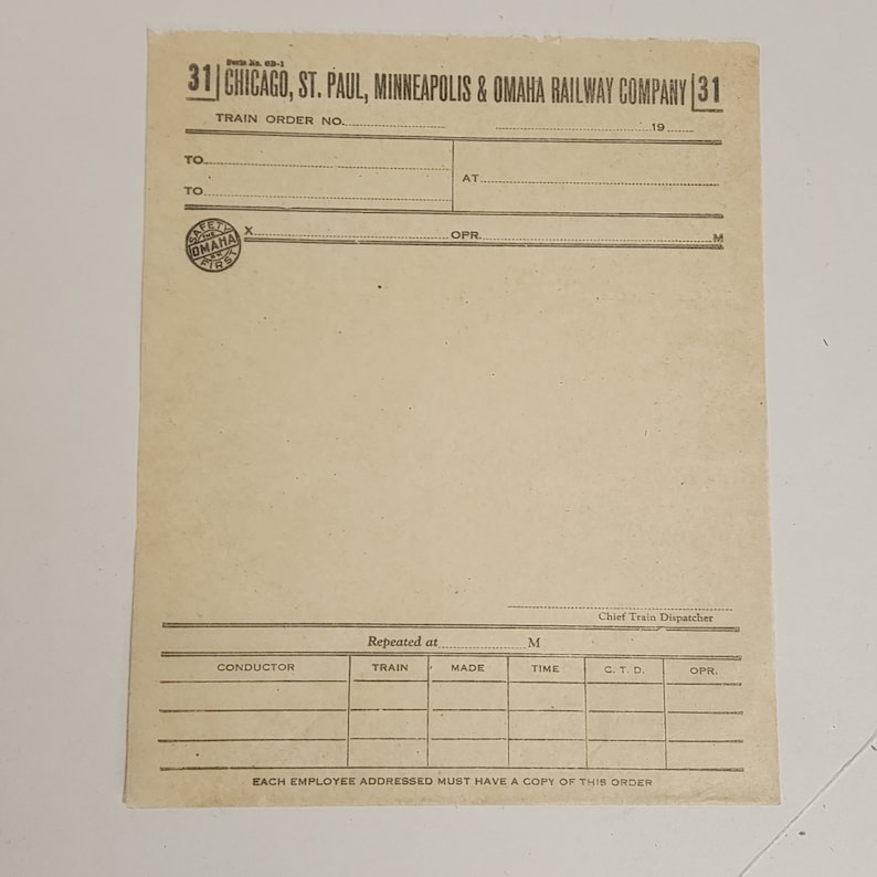 7 Railroad Forms Train Order Form Sample Pack Aqua Yellow White Sepia ...