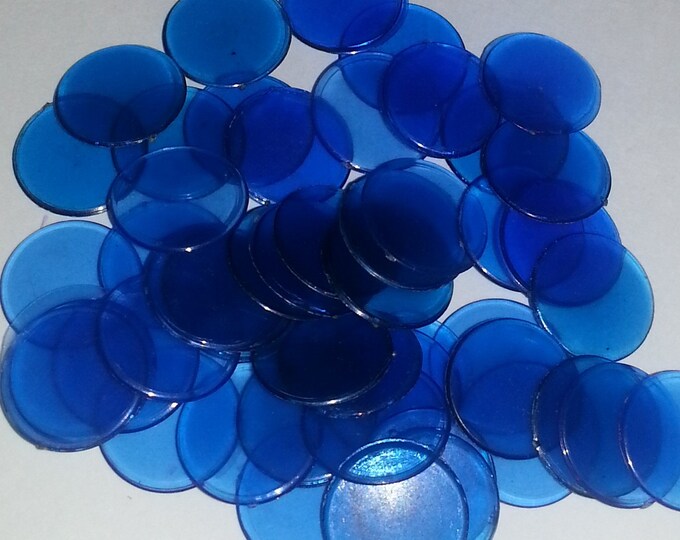 100 Blue Circle Game Tokens Playing Pieces Bingo Chips Altered Art ...