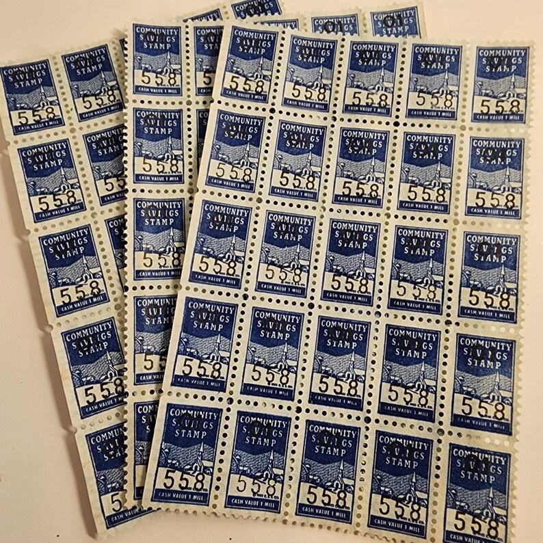Choice! 75 Blue Savings Stamps 3 Sheets of 25 Erickson Community ...