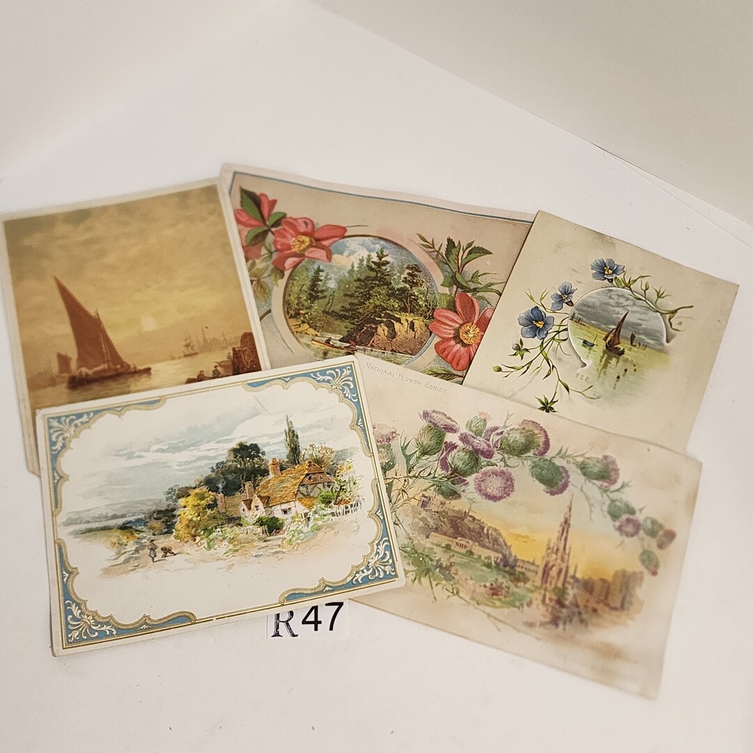 5 Victorian Cards Scenic Views Victorian Scenes Vintage Paper Art ...
