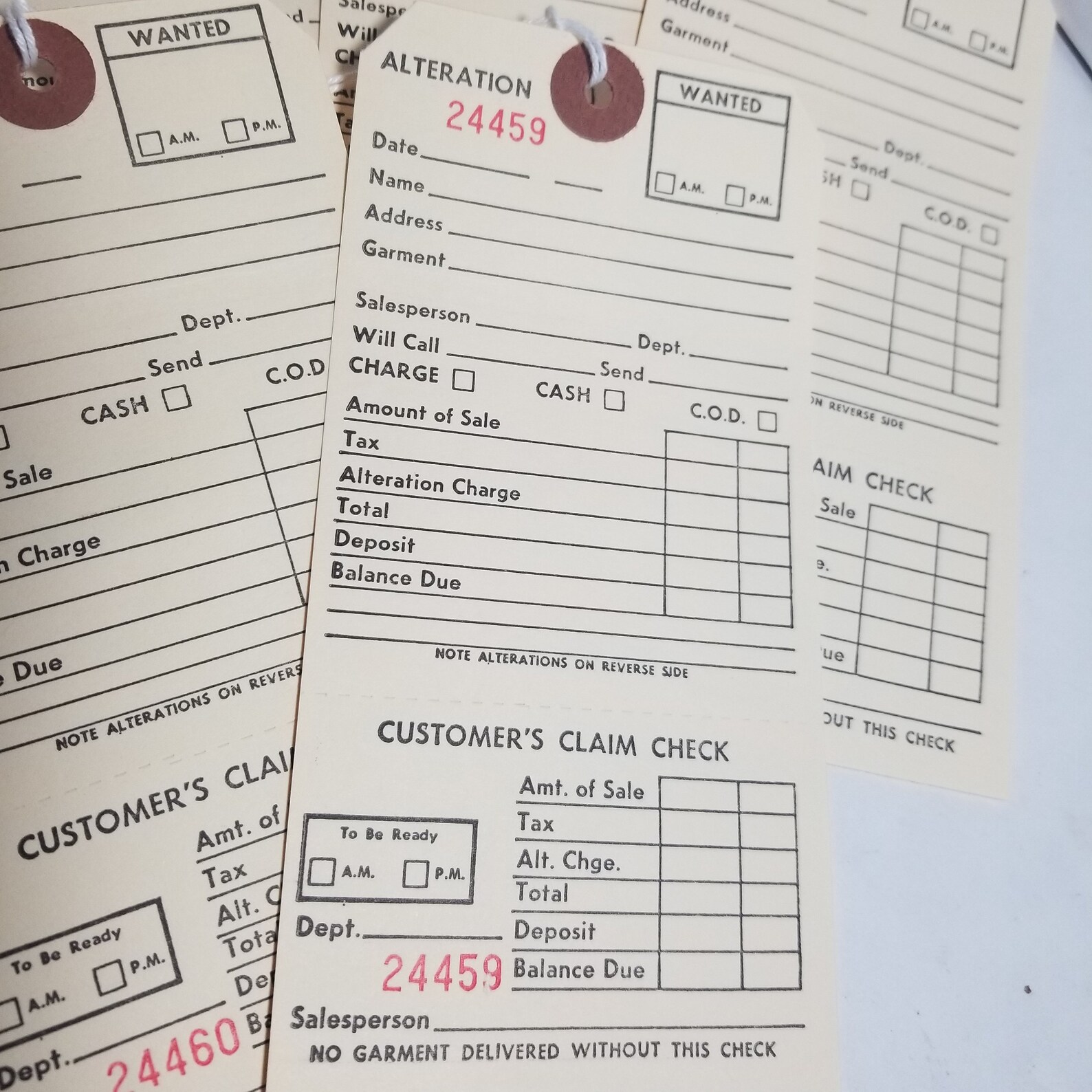 10 alteration tags tickets merchandise claim check hang tags 2 | Etsy
