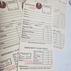 10 Alteration Tags Tickets Merchandise Claim Check Hang Tags 2 Part ...