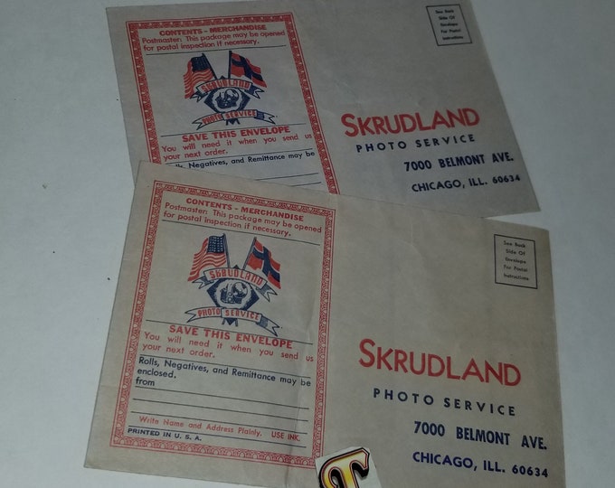 2 Vintage Kodak Photo Film Processing Envelopes 1970's Skrudland Photo ...