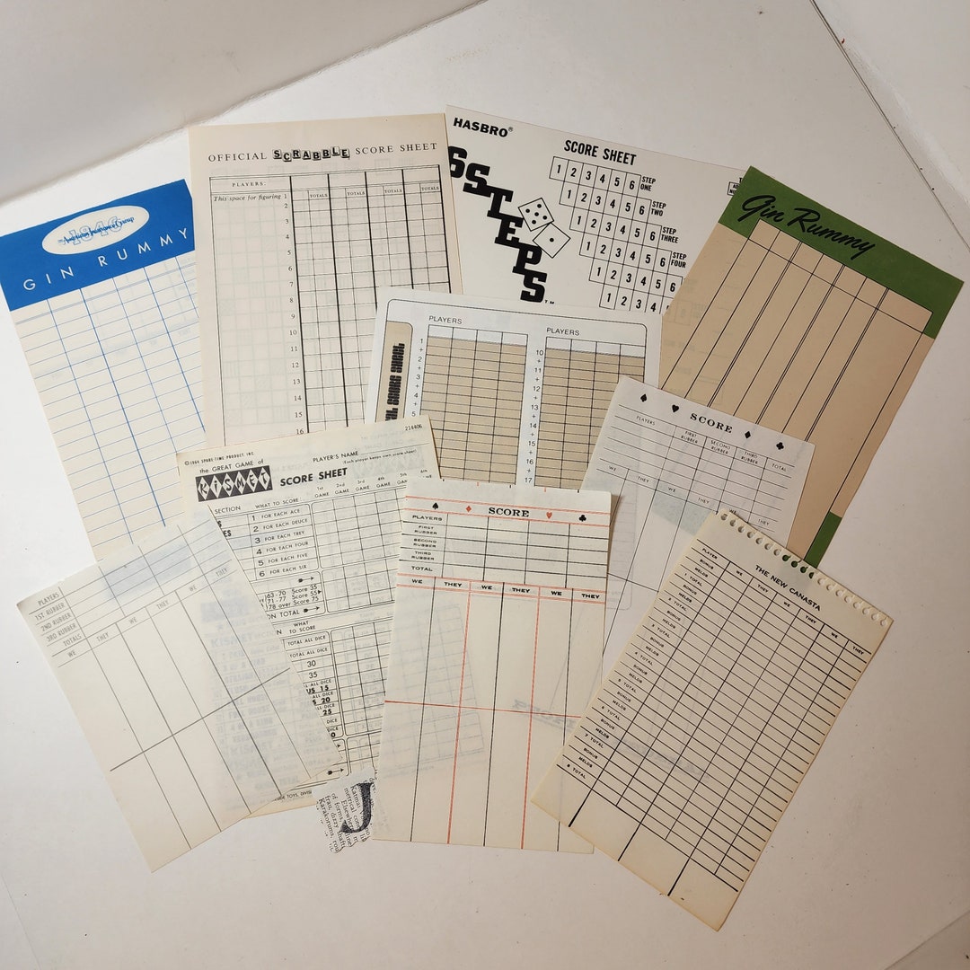 10 Old Game Score Sheets Game Papers Unused Score Tally 1940s - 70s ...