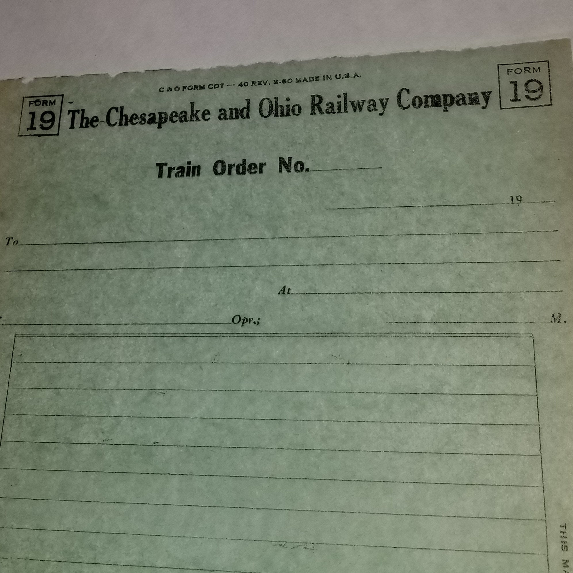 5 Railroad Shipping Order Form Receipts Aqua Color Tissue | Etsy