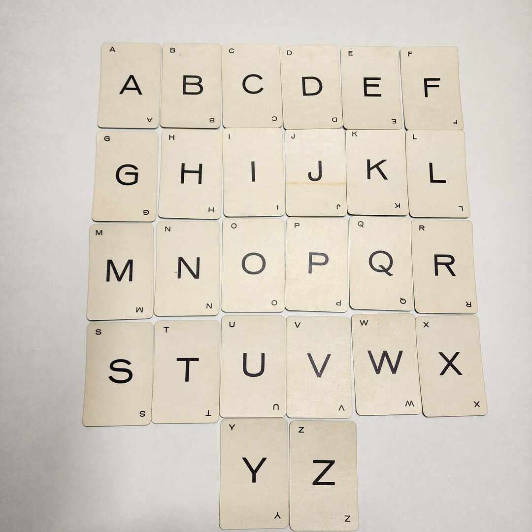 26 Vintage Letter Cards Full Alphabet Word Game Probe Red Green Brown ...
