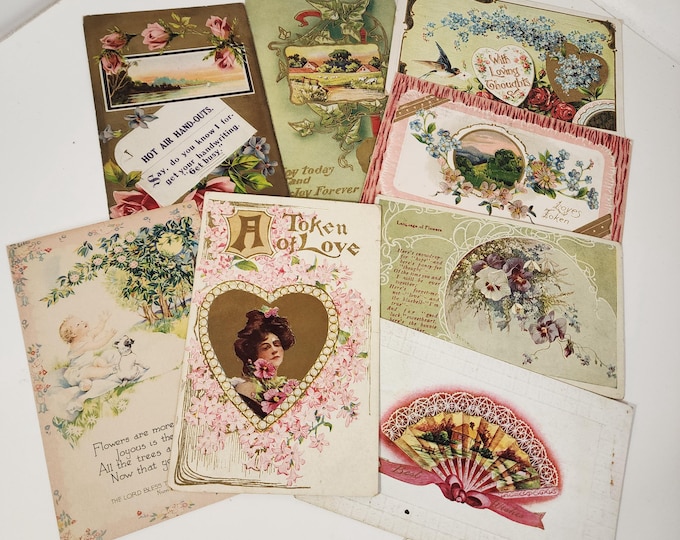 8 Antique Victorian Postcards 1910 - 1920 Handwritten Postcards Vintage ...