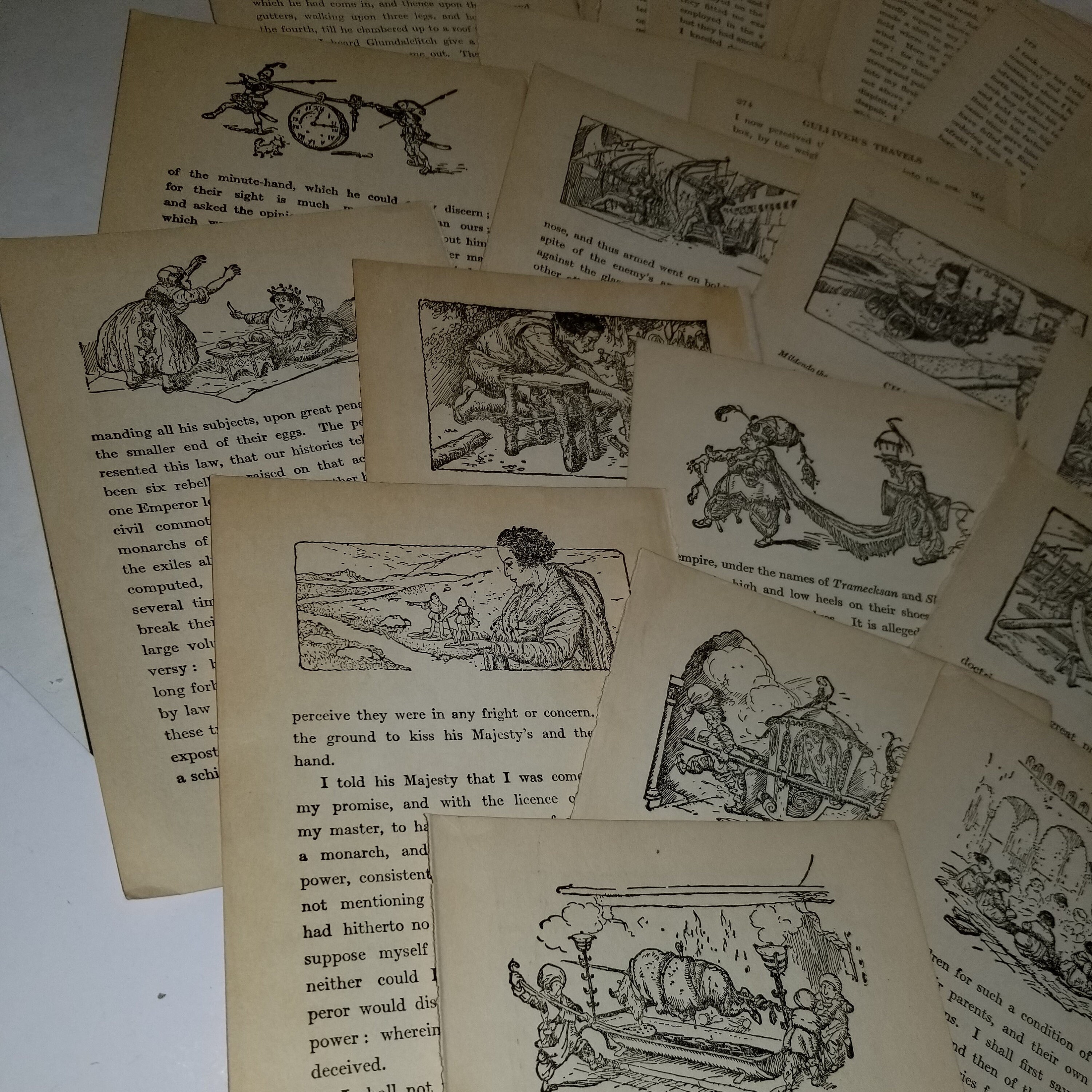 12 Vintage Book Pages Sepia Tone Text Illustrations | Etsy