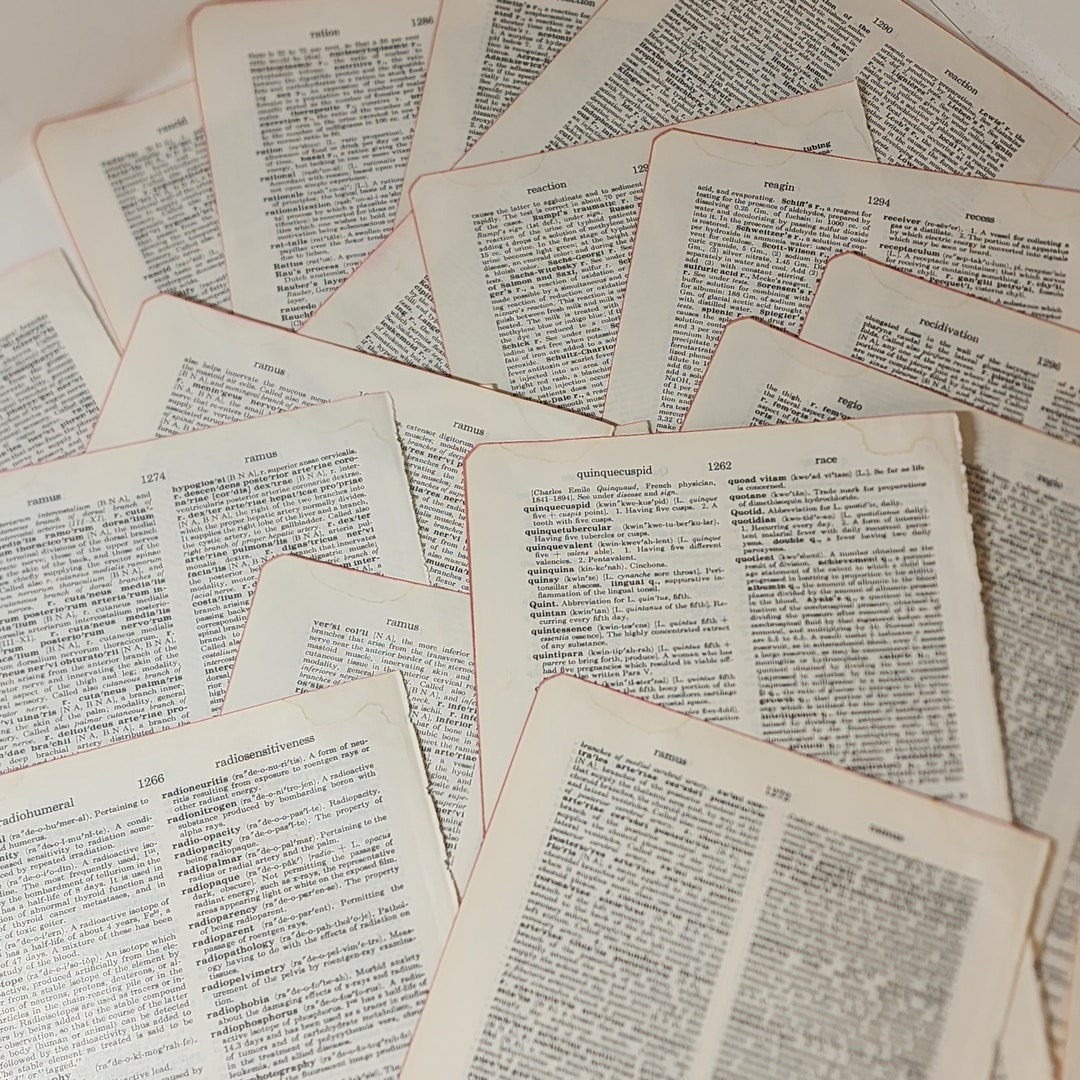 20 Medical Dictionary Pages 1960's Dictionary Papers Words Text Vintage ...