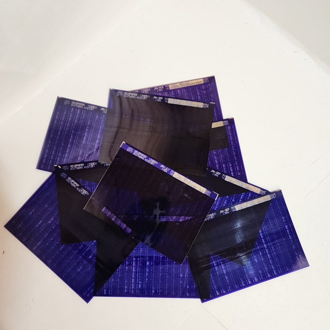 10 Vintage Microfiche Film Sheets Library Reference Blue 1980s ...