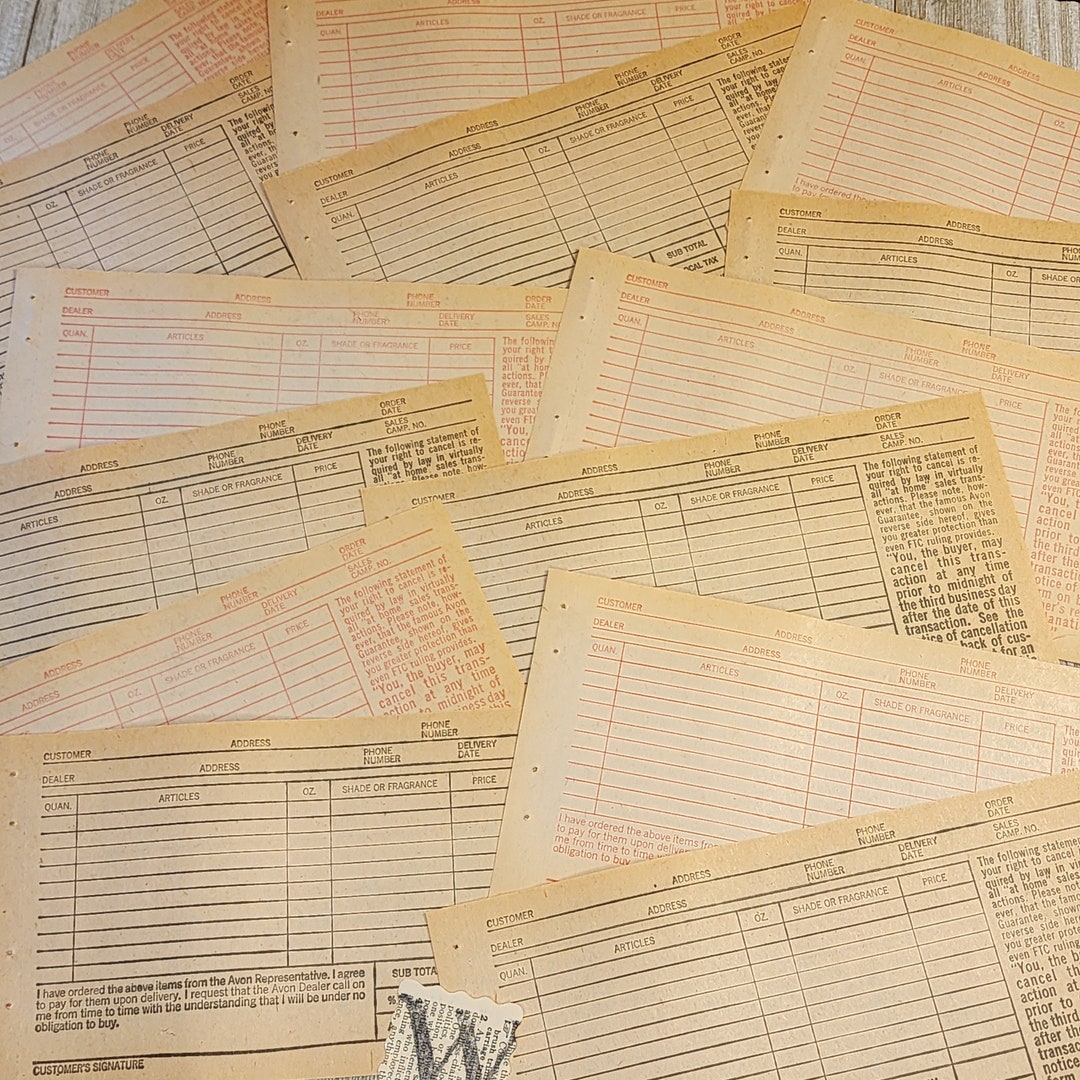 1970s Avon Order Forms 10 Pages 5 Forms With Duplicate Receipts Unused ...