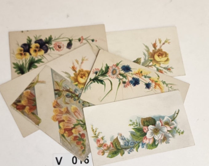 6 Victorian Calling Card Blanks Victorian Roses Flowers Antique Trade ...