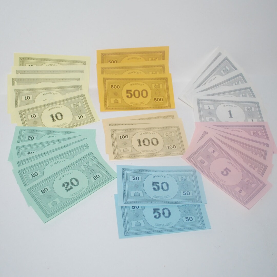 Vintage Paper Old Colorful Monopoly Game Play Money Collage Mixed Media ...