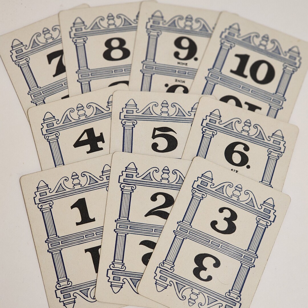 10 Antique Bunco Game Cards Double Numbers in Fancy Border Number Cards ...