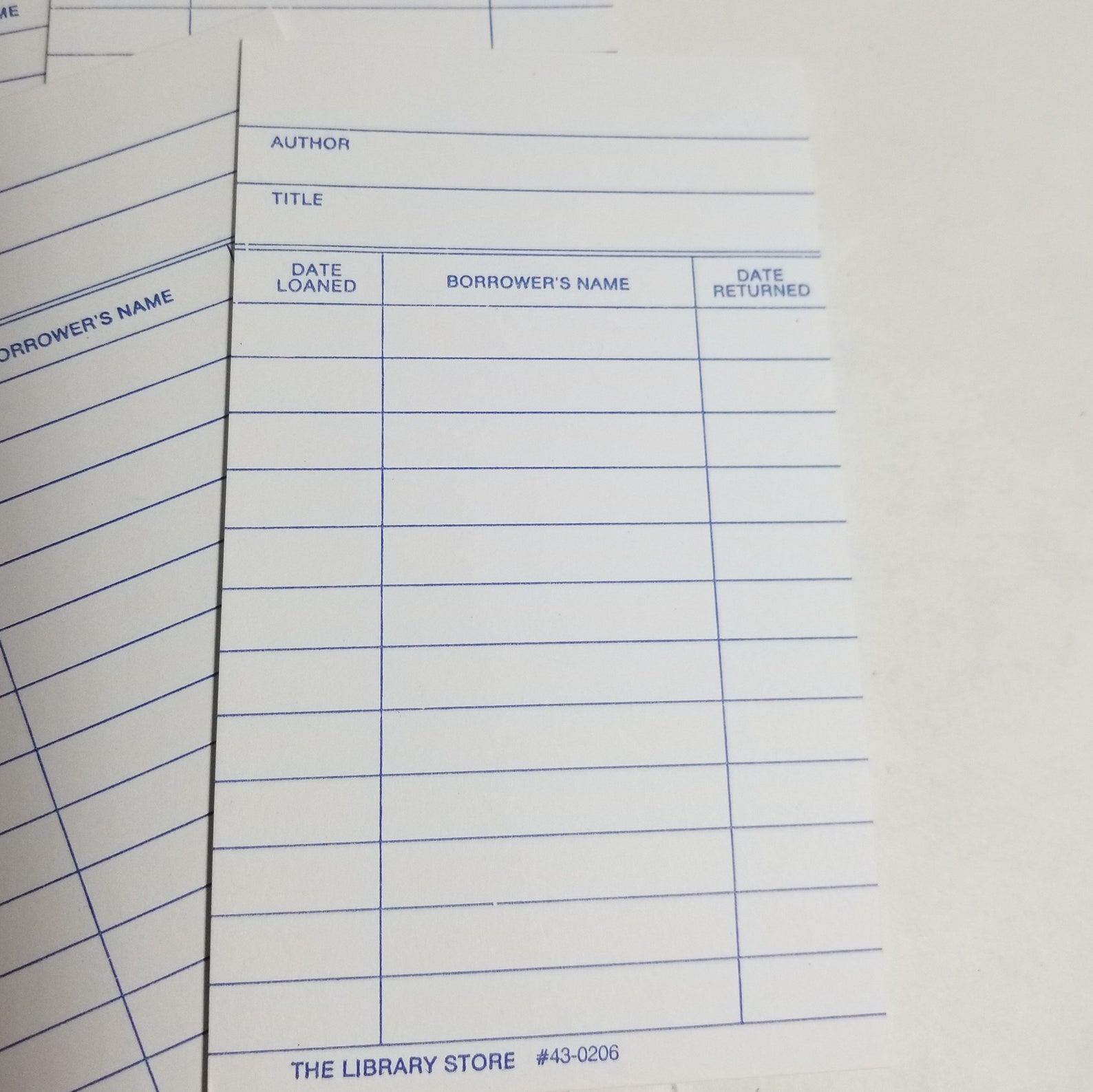 12 Library Borrowers Book Cards Unused Forms Blue Lines on - Etsy