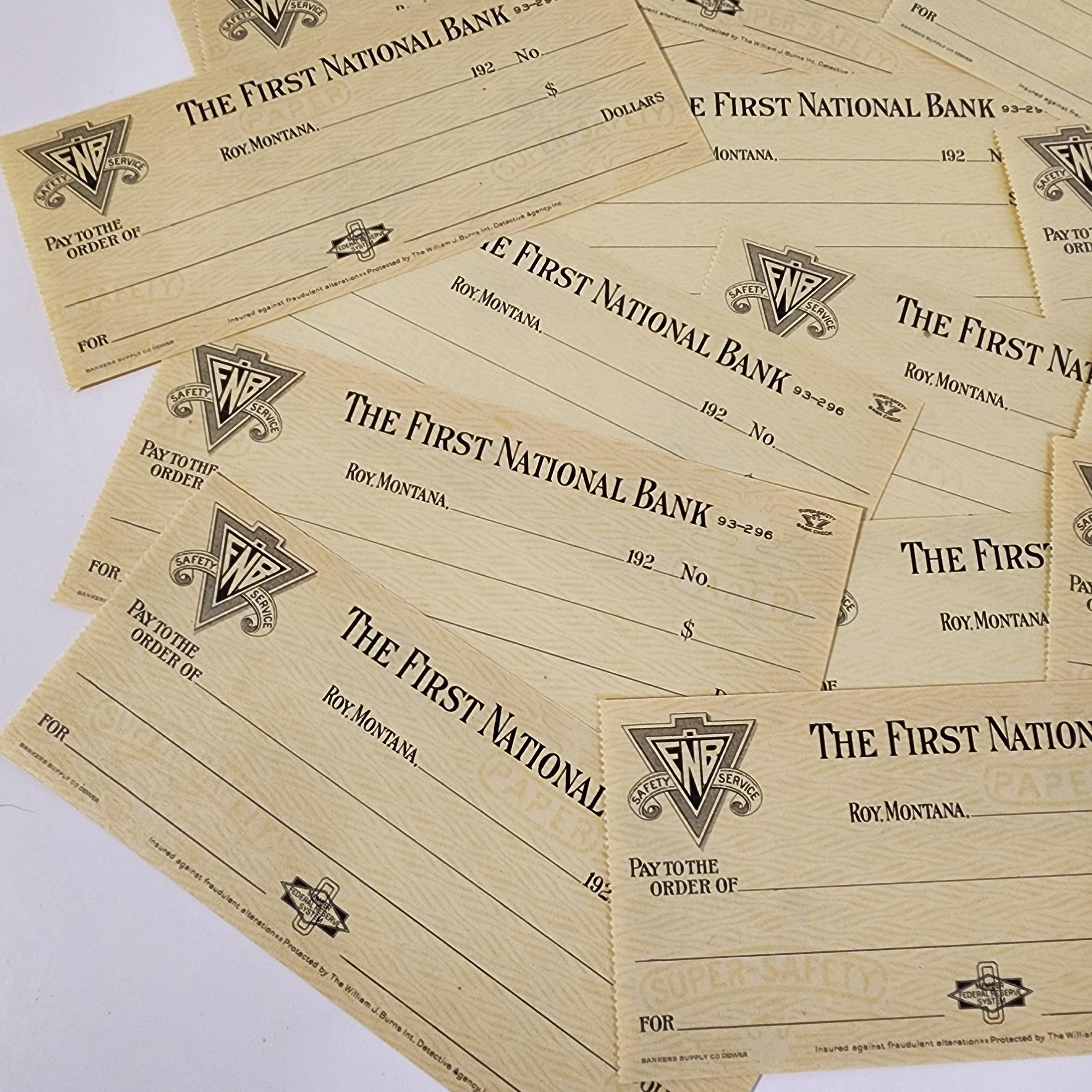 5 1920's Bank Checks the First National Bank Yellow Blank Check Antique ...