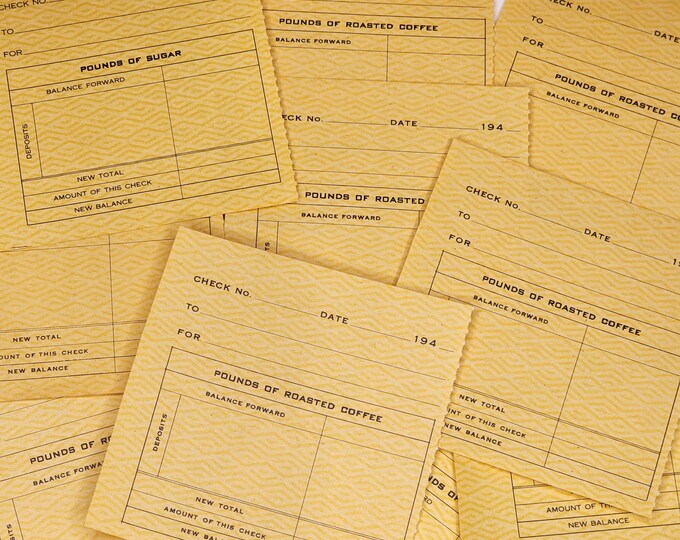 10 Blank Ration Check Receipts 1940's WWII Bank Check Receipts Ration ...