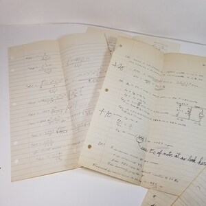 8 Handwritten Pages of Math Calculations 1950's Engineers Notebook ...