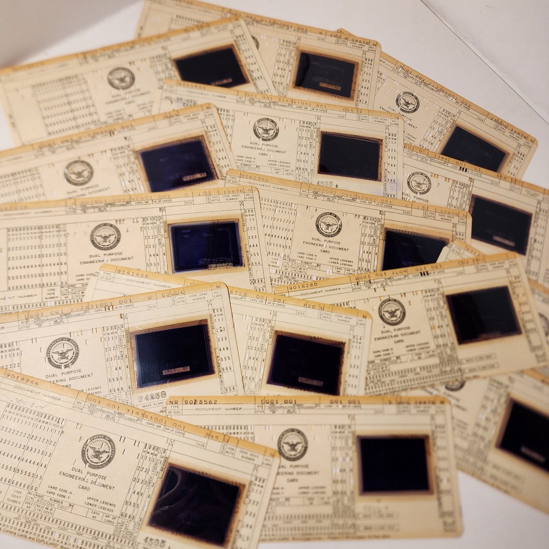 8 Computer Data Cards off White Color Sepia Band on Top Computer Punch ...