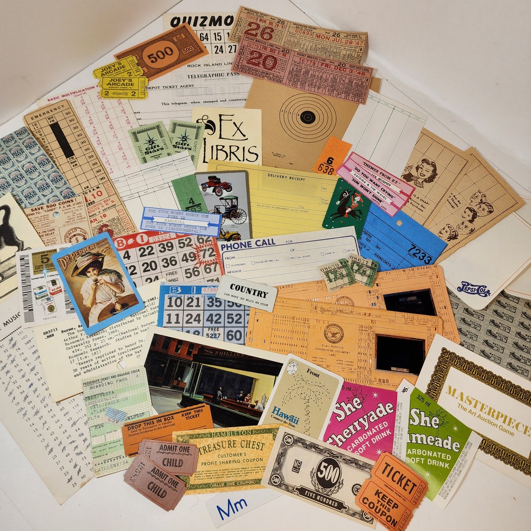 50 Piece Junk Journal Ephemera Pack Sample Pack Checks Receipts Cards ...